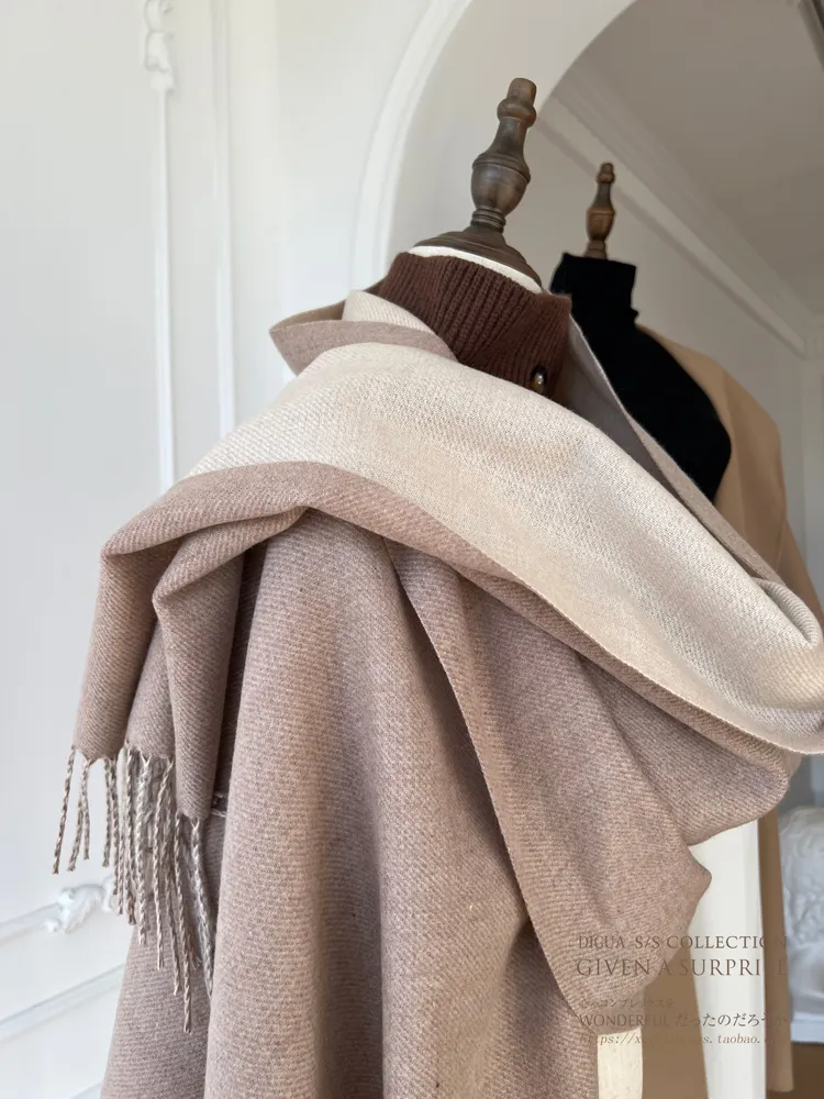 Elegant Women's Cashmere Feel Scarf - Double Sided Solid Color Shawl ...