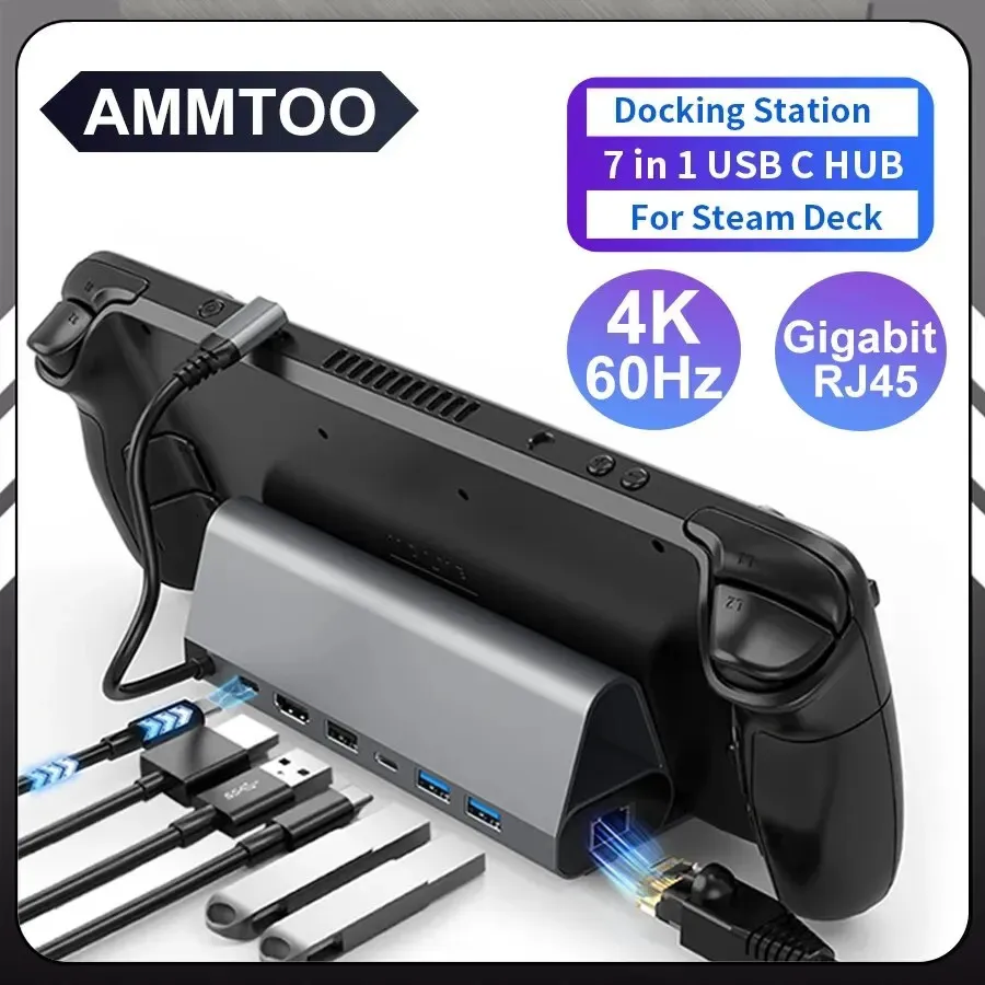 Power Supply USB Hub Docking Station: 7 In 1 Stand With USB 3.0, 4K ...