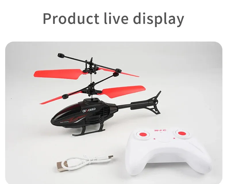 LED Two Channel Remote Control Suspension Remote Helicopters With Drop ...