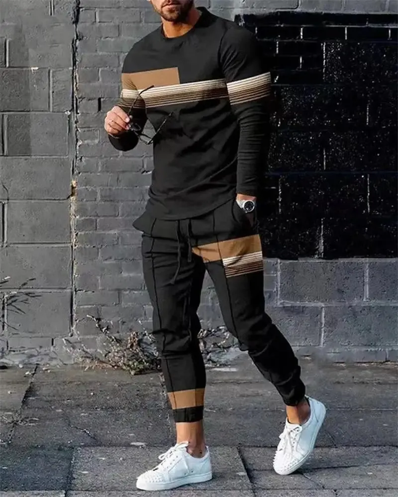 Trendy 3D Printed Men's Oversized Oversized Tracksuit Mens With Long ...