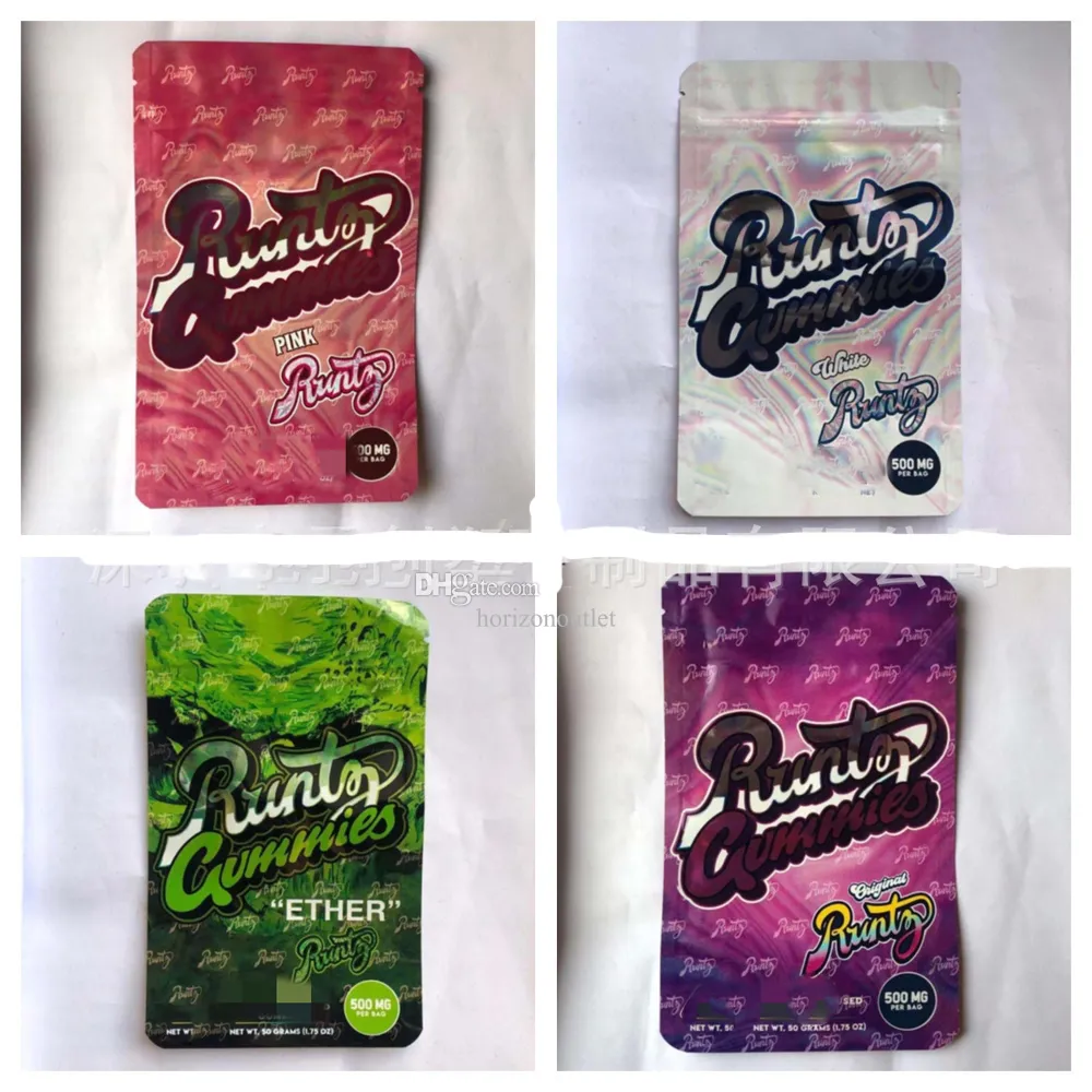 Wholesale 500mg Infused Runtz Resealable Mylar Bags Pink Runty Gummies ...
