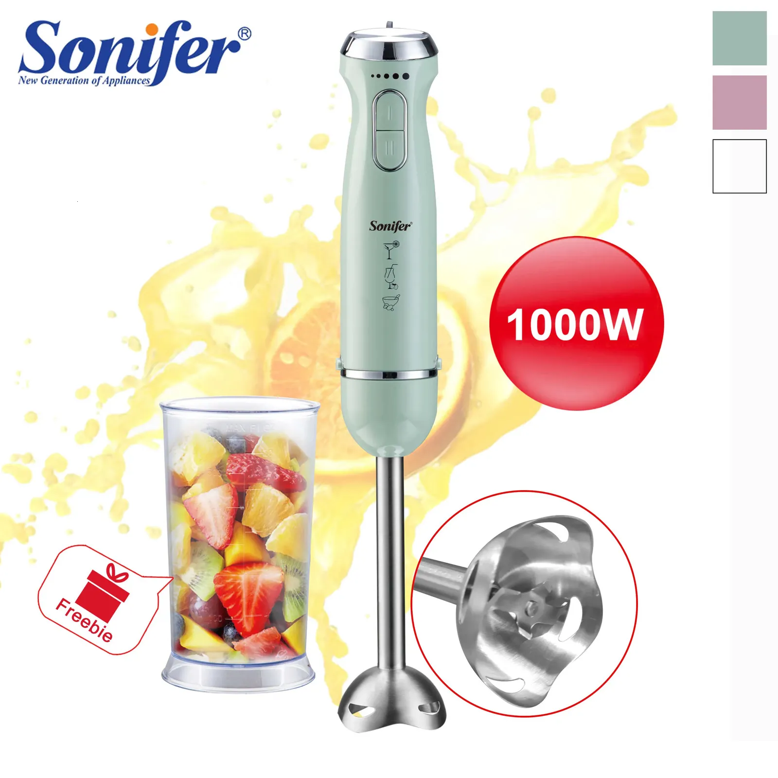 High Power 1000W Hand Blender: 2 Speeds, 4 Blade Electric Food Mixer ...