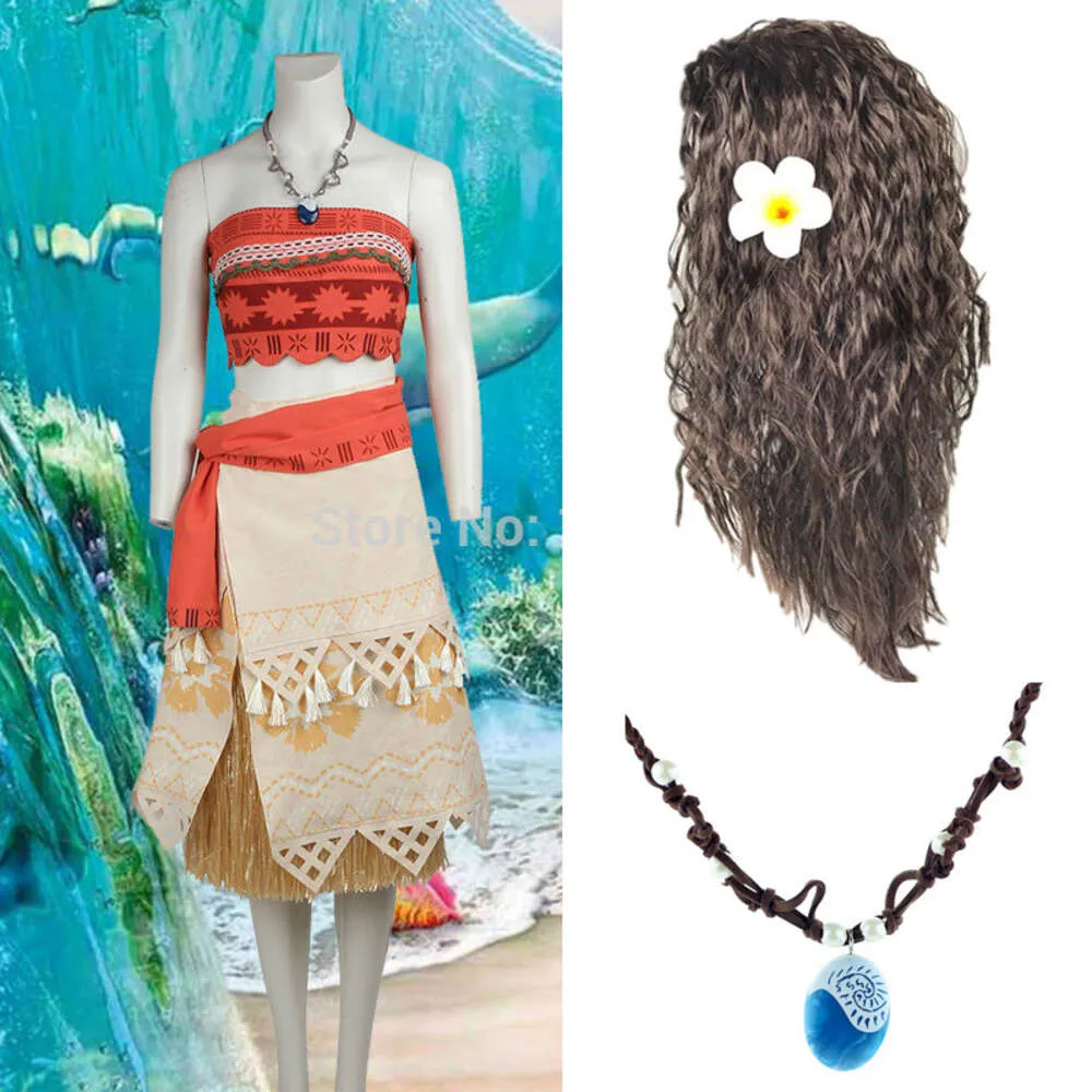DHgate.com:3pcs Kids Moana Movie Costume Set + Wig Maui Princess ...
