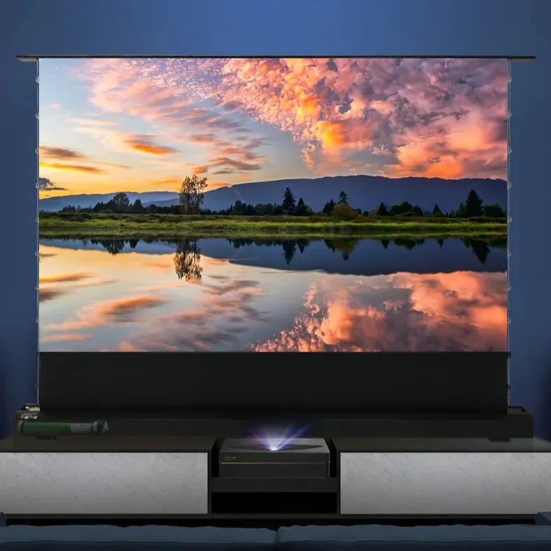 DHgate.com:120-inch Electric Tab-Tension Floor Rising Projection Screen ...