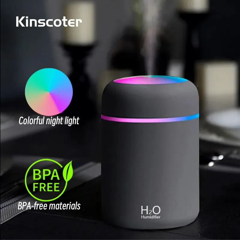 Essential Oils Diffusers 300ml H2O Air Humidifier Portable Mini USB Aroma Diffuser With Cool ...