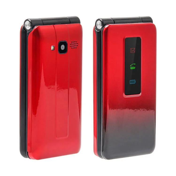Flip Top Elderly Mobile Phone Large Button Dual Screen Caller ID Simple ...