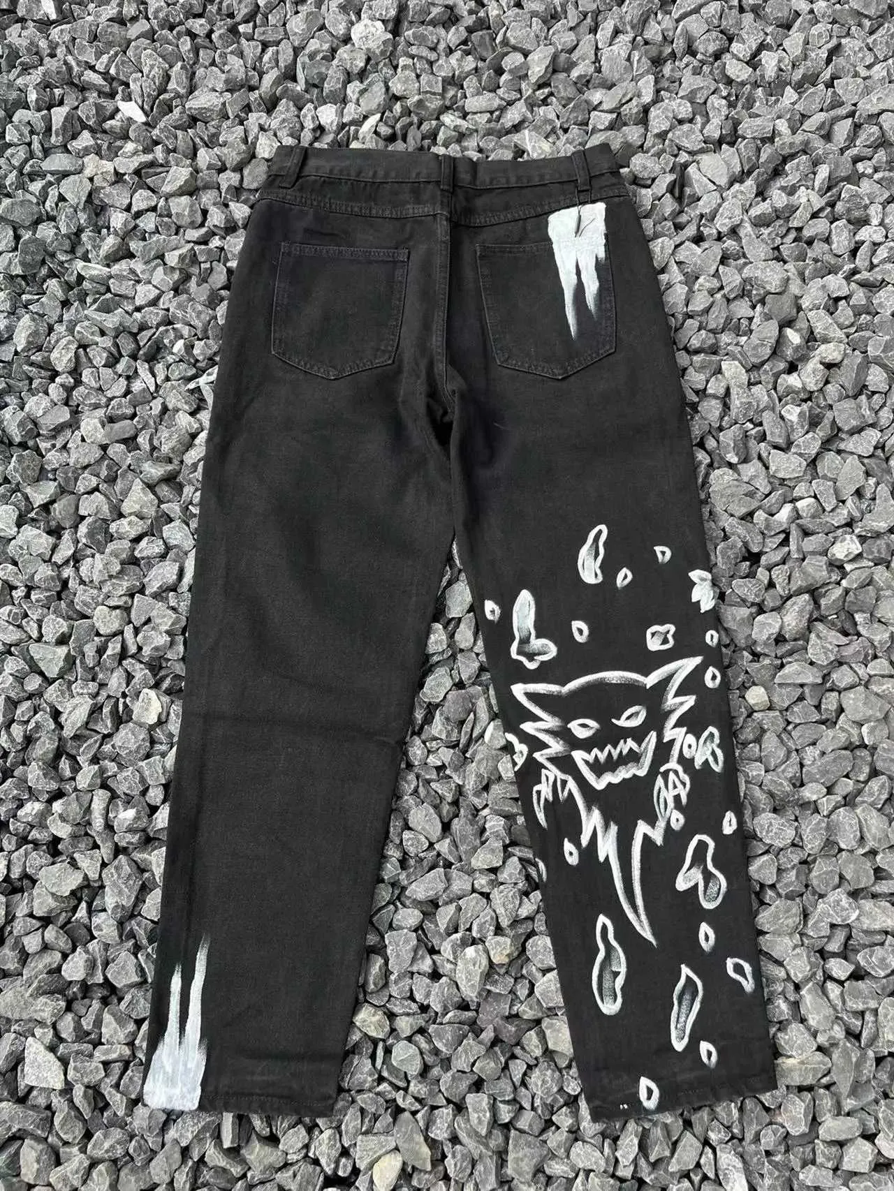 DHgate.com:Mens Y2k Skull Print Denim Trousers, Black DHgate.com:Mens Y2k Skull Print Denim Trousers, Black