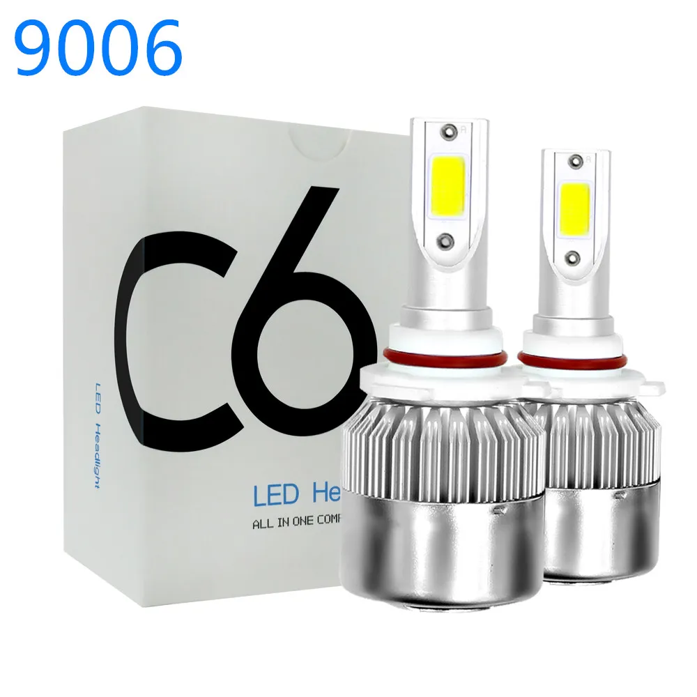 DHgate C6 LED Headlight Bulbs for Cars 72W 7600LM COB Auto Headlamps H1 H3 H4 H7 H11 880 9004 9005 9006 9007 Super Bright White Pack of 2 Automobiles Motorcycles