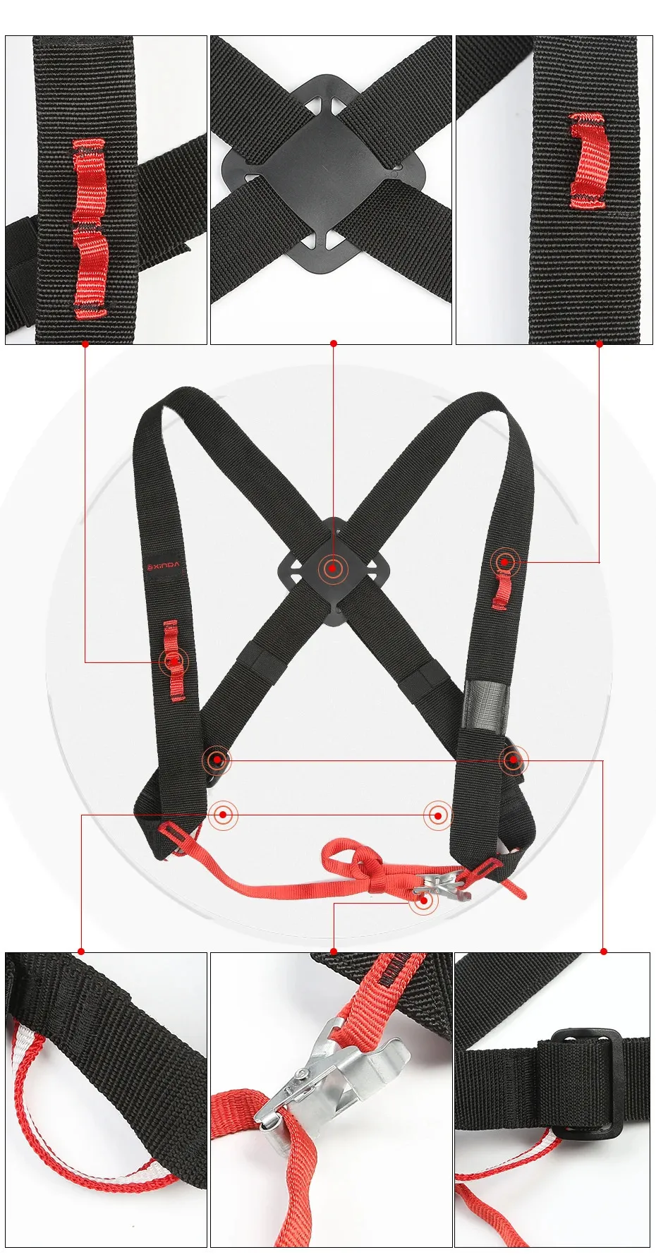 Adjustable Climbing Harness - Rock Climbing Safety Gear, SRT Chest ...