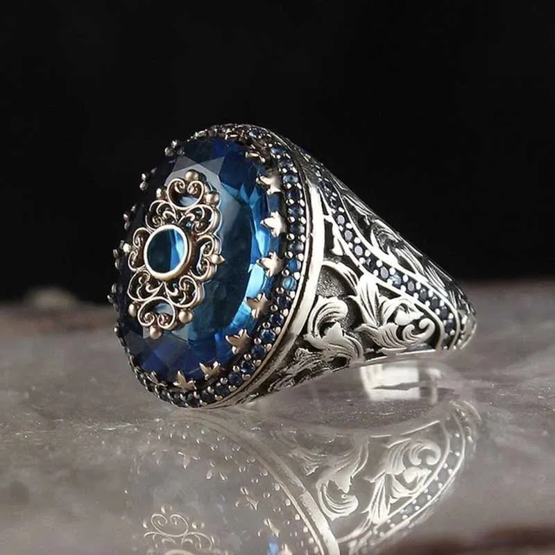 Retro Handmade Turkish Signet Damascus Mens Ring For Men Retro Handmade Turkish Signet Damascus Mens Ring For Men
