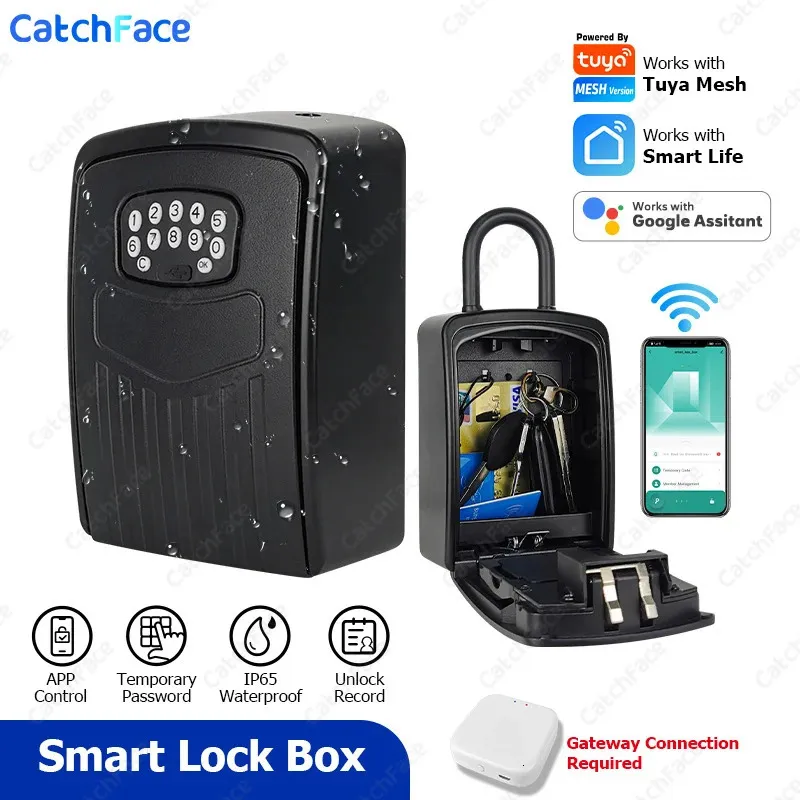 Outdoor Smart Lock Box - IP68 Waterproof Key Storage, Tuya App Control ...