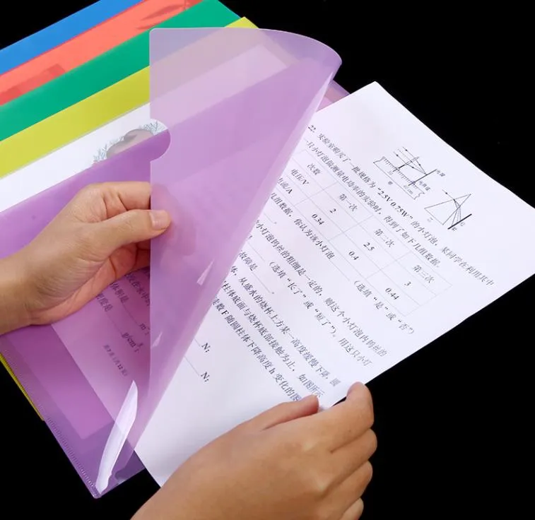 Acrylic File Holder A4 L Shape Document Pouch: Transparent PP Plastic File Folder With ...