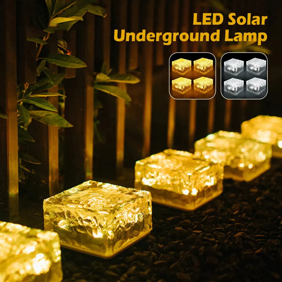 Garden Decorations Solar LED Lawn Lights Outdoor Crystal Brick Pathway ...