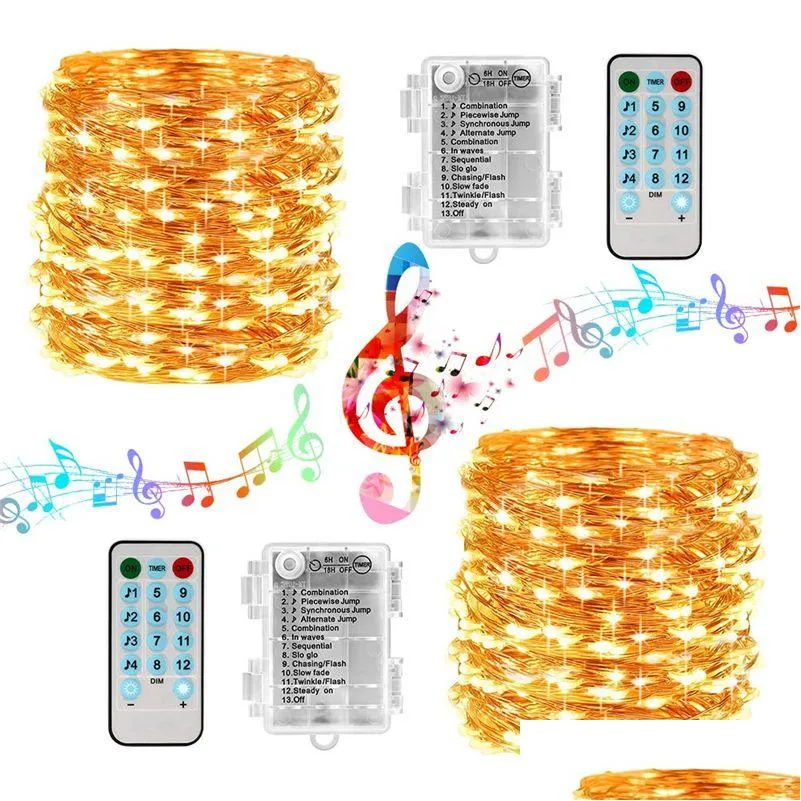 Twinkle Music String Lights 10m Fio De Cobre À Prova D'água Para Festa ...