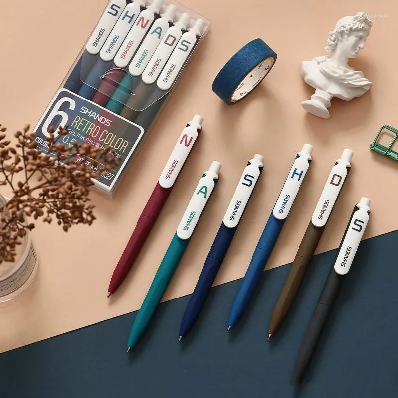 DHgate.com:6pcs Retro Color Press Gel Pen Quick-drying Journal Pens ...