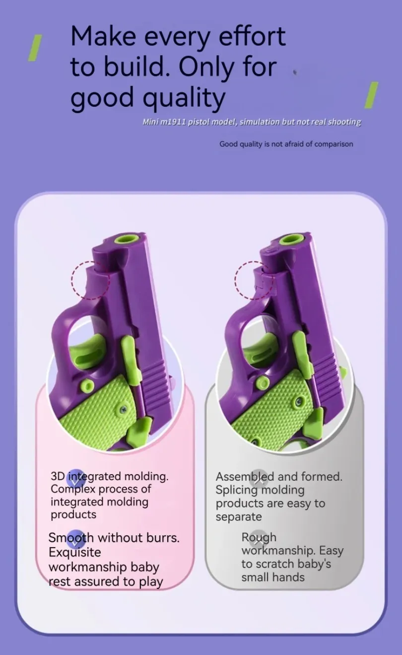 Mini 3D Toy Gun Model M1911 Colt Fidget Toy Pistol Luminous Depression ...
