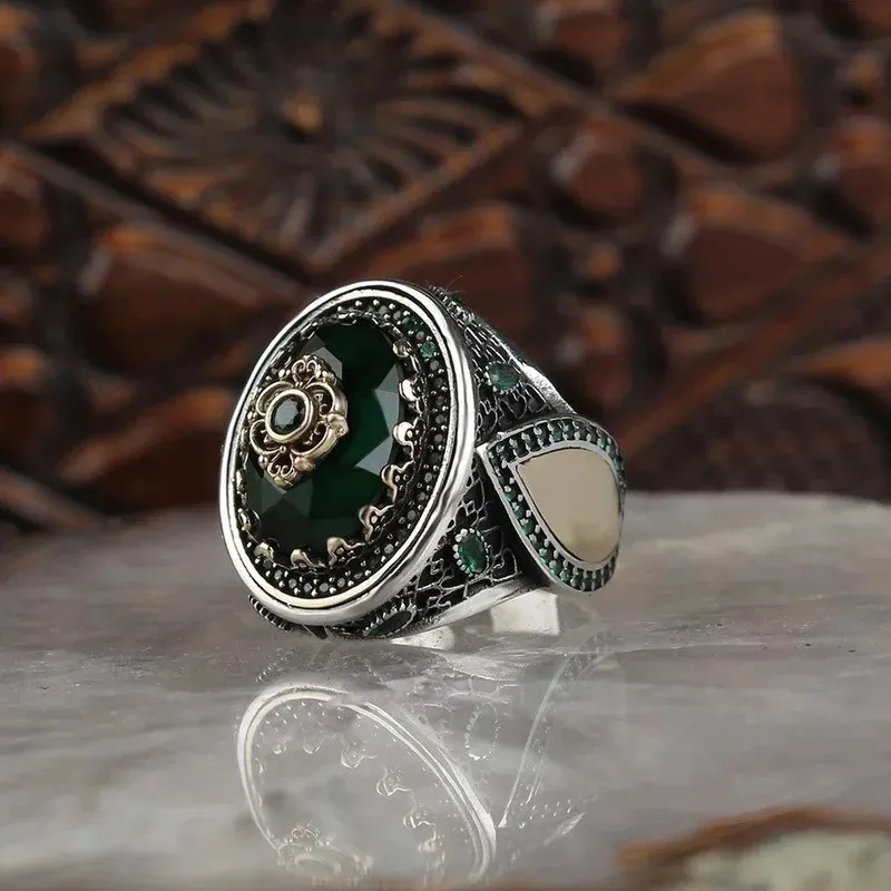 Retro Handmade Turkish Signet Damascus Mens Ring For Men Retro Handmade Turkish Signet Damascus Mens Ring For Men