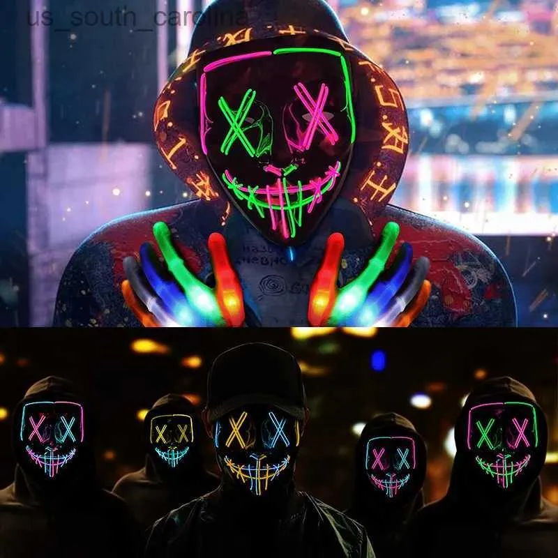 DHgate.com:Theme Costume Led Neon Mask With Glowing Gloves Masquerade ...