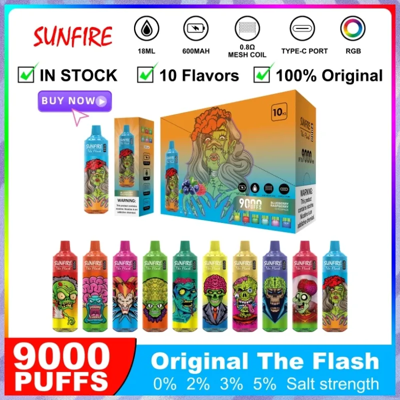 Original Sunfire Puff 9000 Puff 12000 Disposable Vape Pen Pod Device