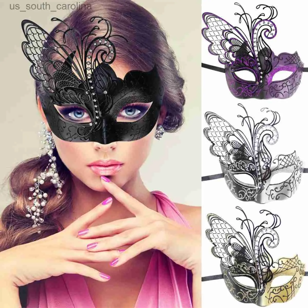 DHgate.com:Butterfly Metal Half Face Mask for Women Masquerade:Apparel