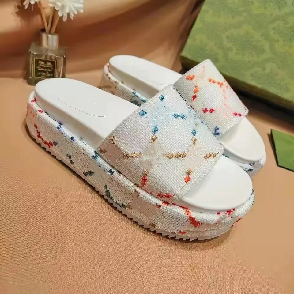 Womens Platform Wedge Slides With Slip On Mules And Square Toe Thick ...