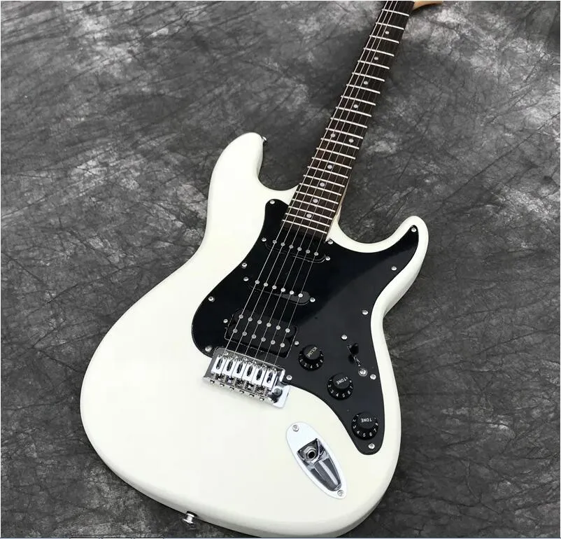 St White Electric Guitar S S H Black Pickups Chrome Hardware Custom ...