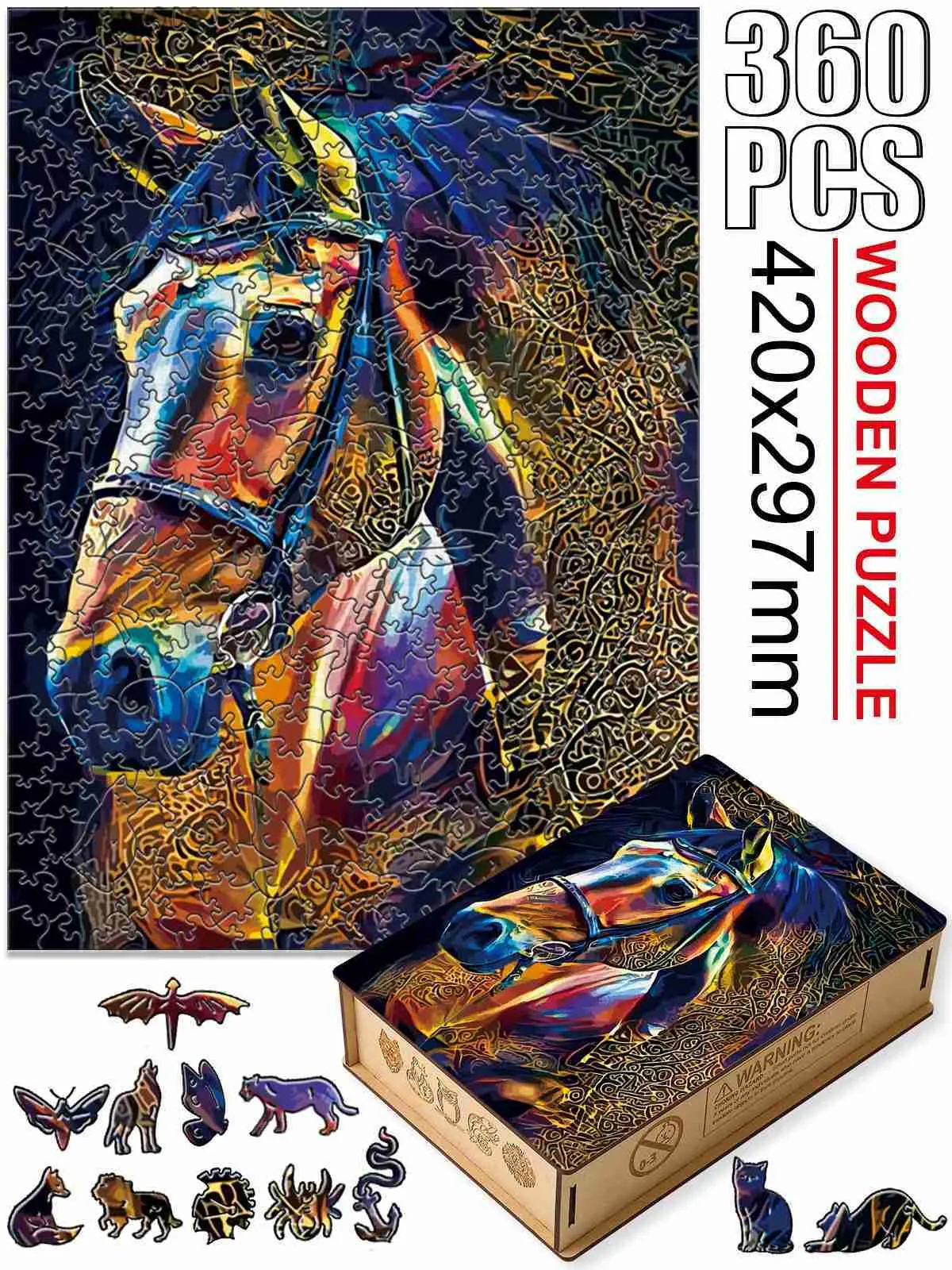 DHgate.com:Elegant Wooden Animal Puzzles - Exquisite Rhino & Horse ...