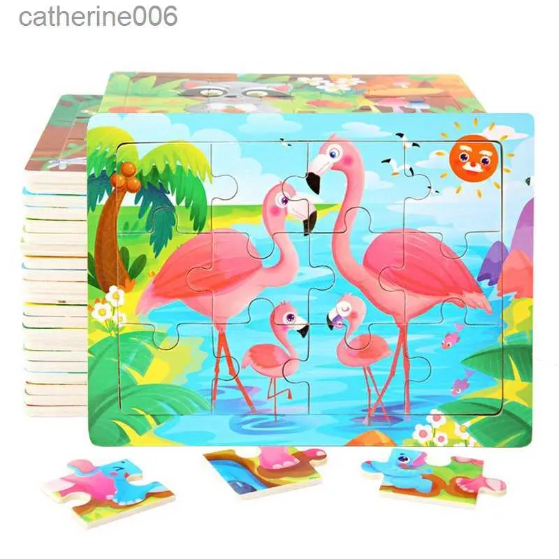 Kids Wooden Jigsaw Puzzles - 3D Cartoon Animal Puzzles, 15x11cm ...
