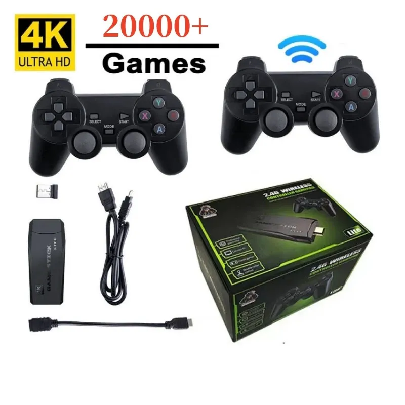 Retro Game Console Stick - 64GB, 20000+ Games, Wireless Controllers ...