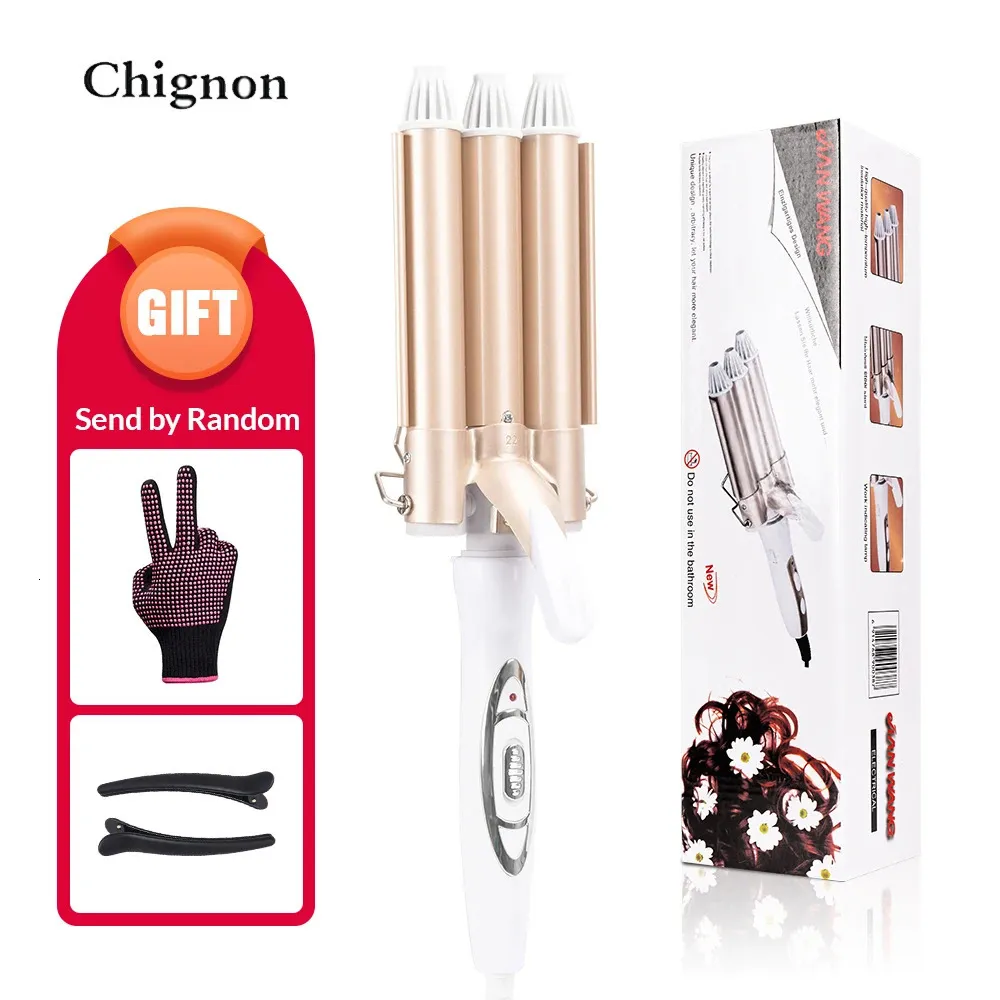 Ceramic Triple Barrel Curling Iron: Professional Hair Waver for ...