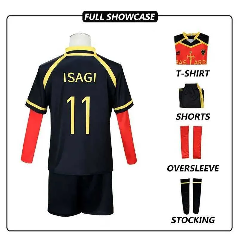 Mens Soccer Anime Cosplay Costume Set Blue Lock Kaiser, Red Uniform Wig ...