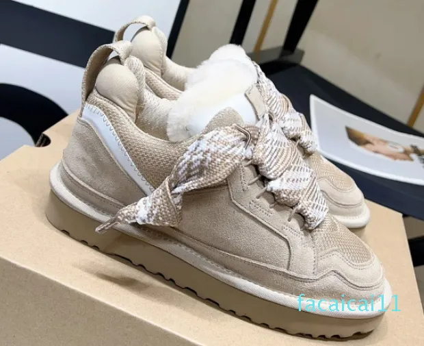 Designer Sand Platform Ankle Boots Premium Sheepskin Winter Shoes For ...