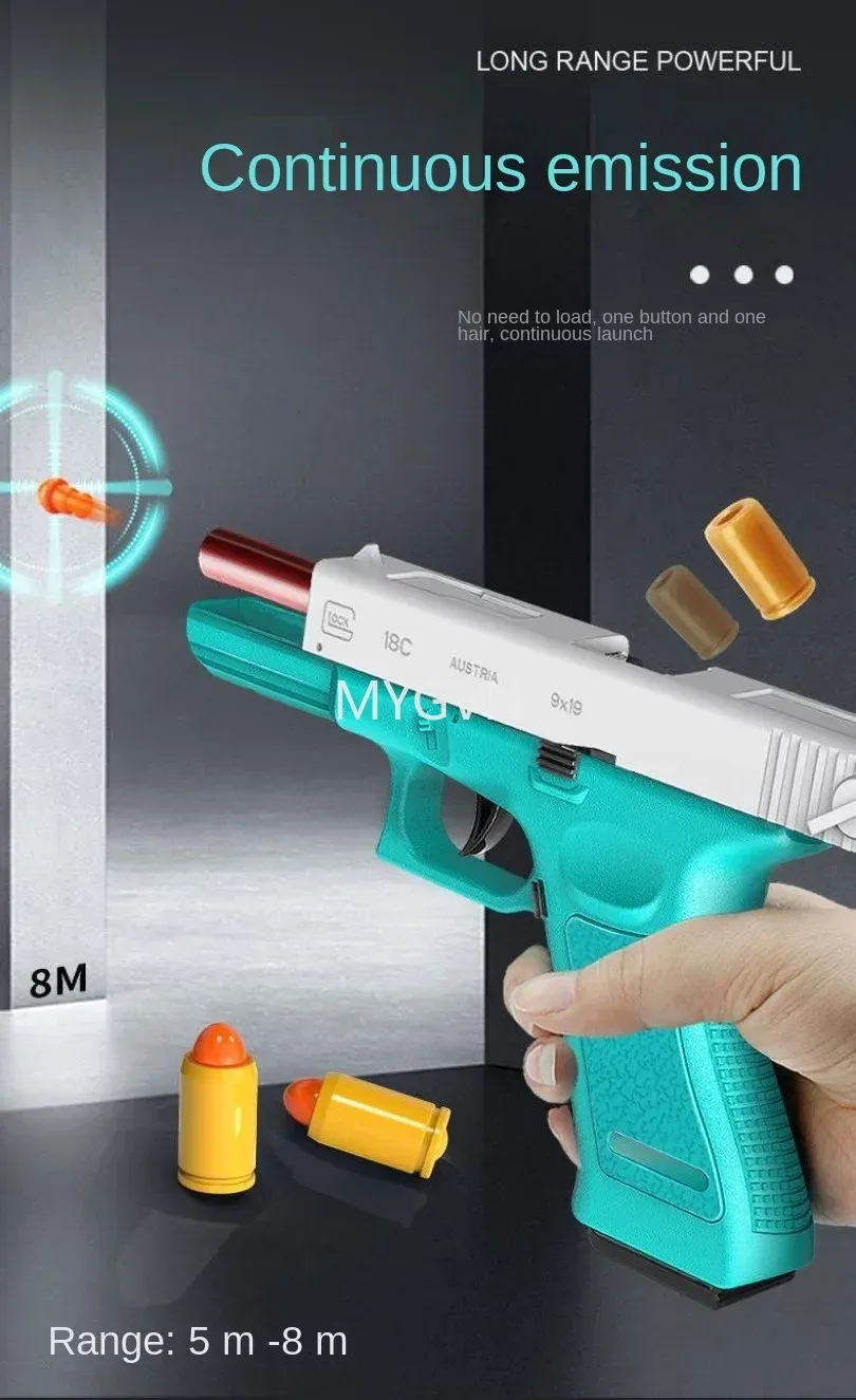 Electric Pistol Handgun Toy Gun Blaster With Extra Magazine Continuous ...