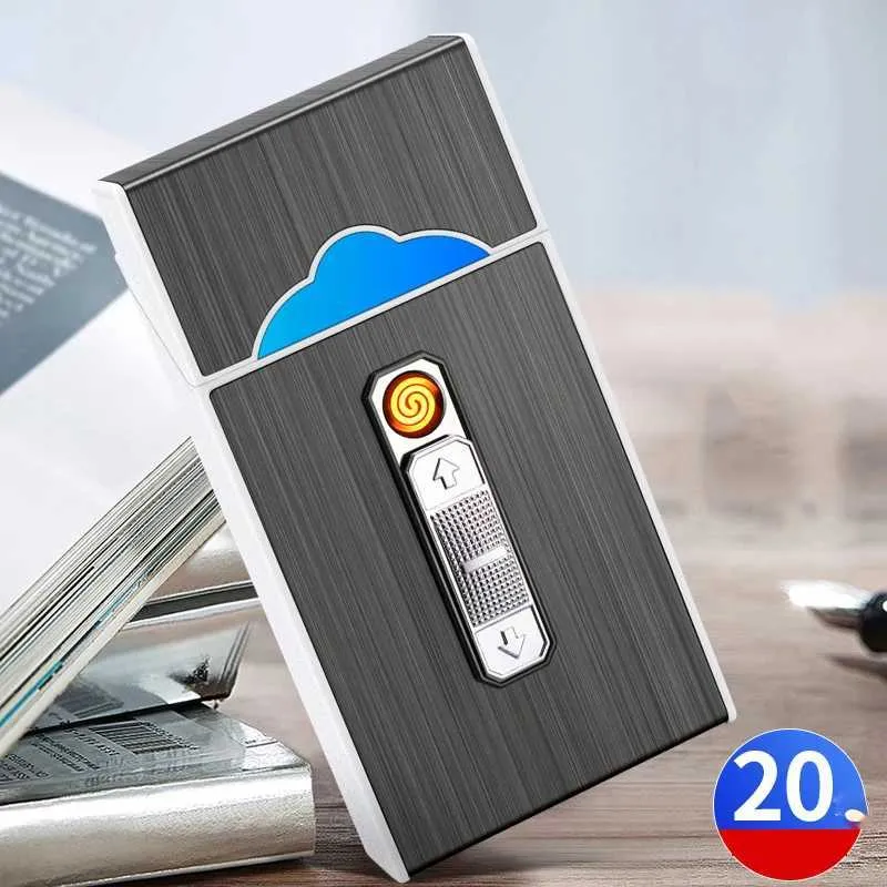 Slim Cigarette Case With USB Rechargeable Lighter, Holds 20 Cigarettes ...