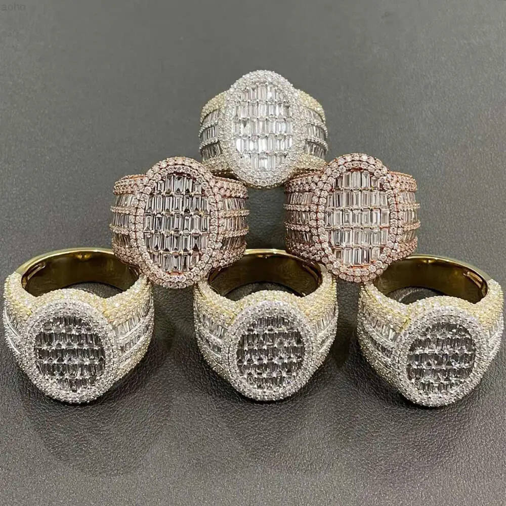 Iced Out White Gold Moissanite Diamond Ring 3 With Engraving For Men ...