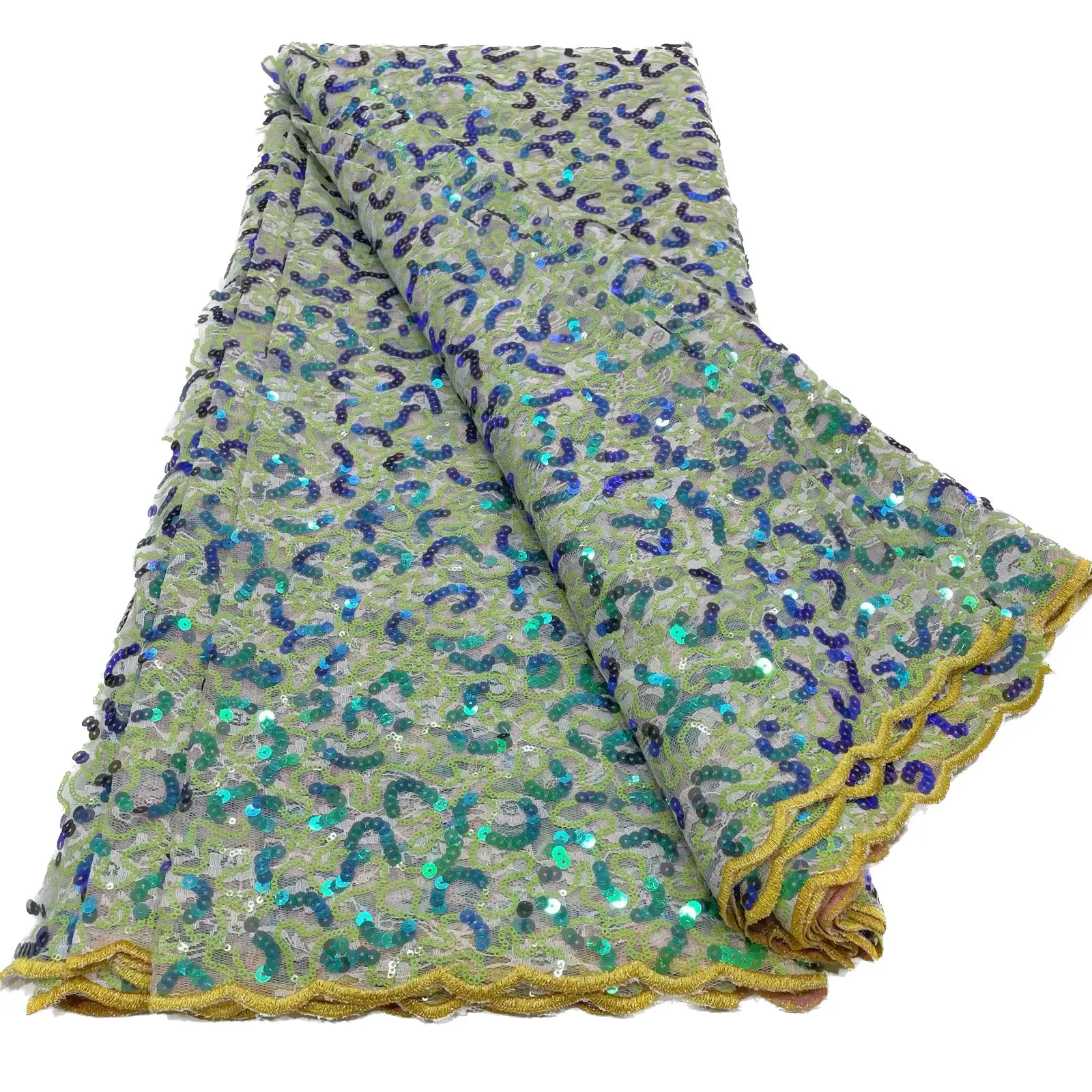 Elegant Sequin Lace Fabric - French Tulle, Multicolor Embroidery, 5 ...