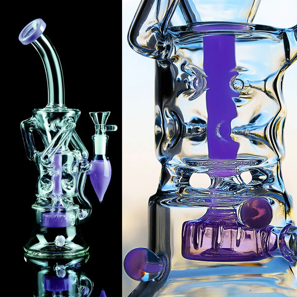 Bulk Order Unique Design Purple Glass Dab Rig With Thick Recycler Oil ...