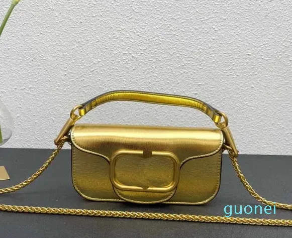 Gold Mini Designer Shoulder Bags With Chain, Magnetic Buckle, And Metal ...