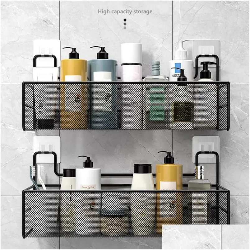 DHgate.com:Matte Black Shower Caddy Wall Mounted Bathroom Shelf Shampoo ...