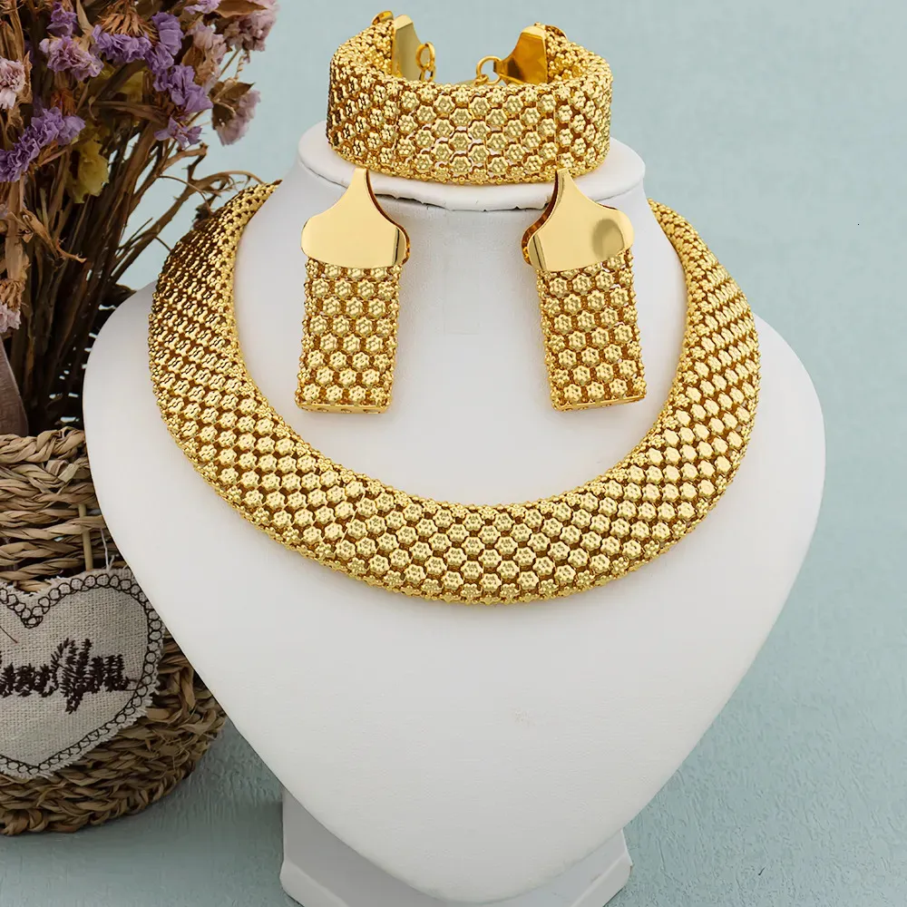 DHgate.com:3Pcs Dubai Gold Bridal Jewelry Set for Women - Necklace ...