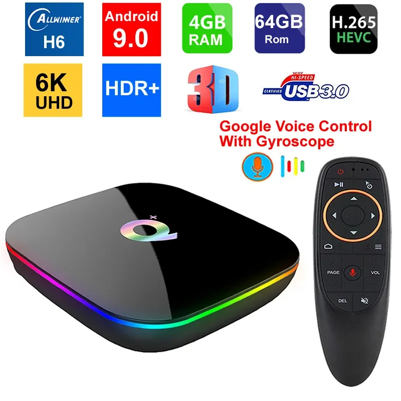 6K UHD Smart TV Box - Android 9.0, 4GB RAM, 64GB ROM, Quad Core Media ...