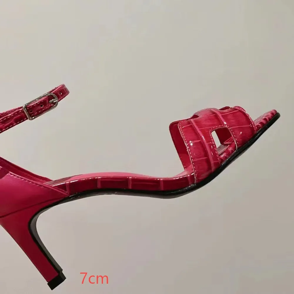 Luxury Designer Womens Leather Ankle Strap Stylish High Heel Sandals ...