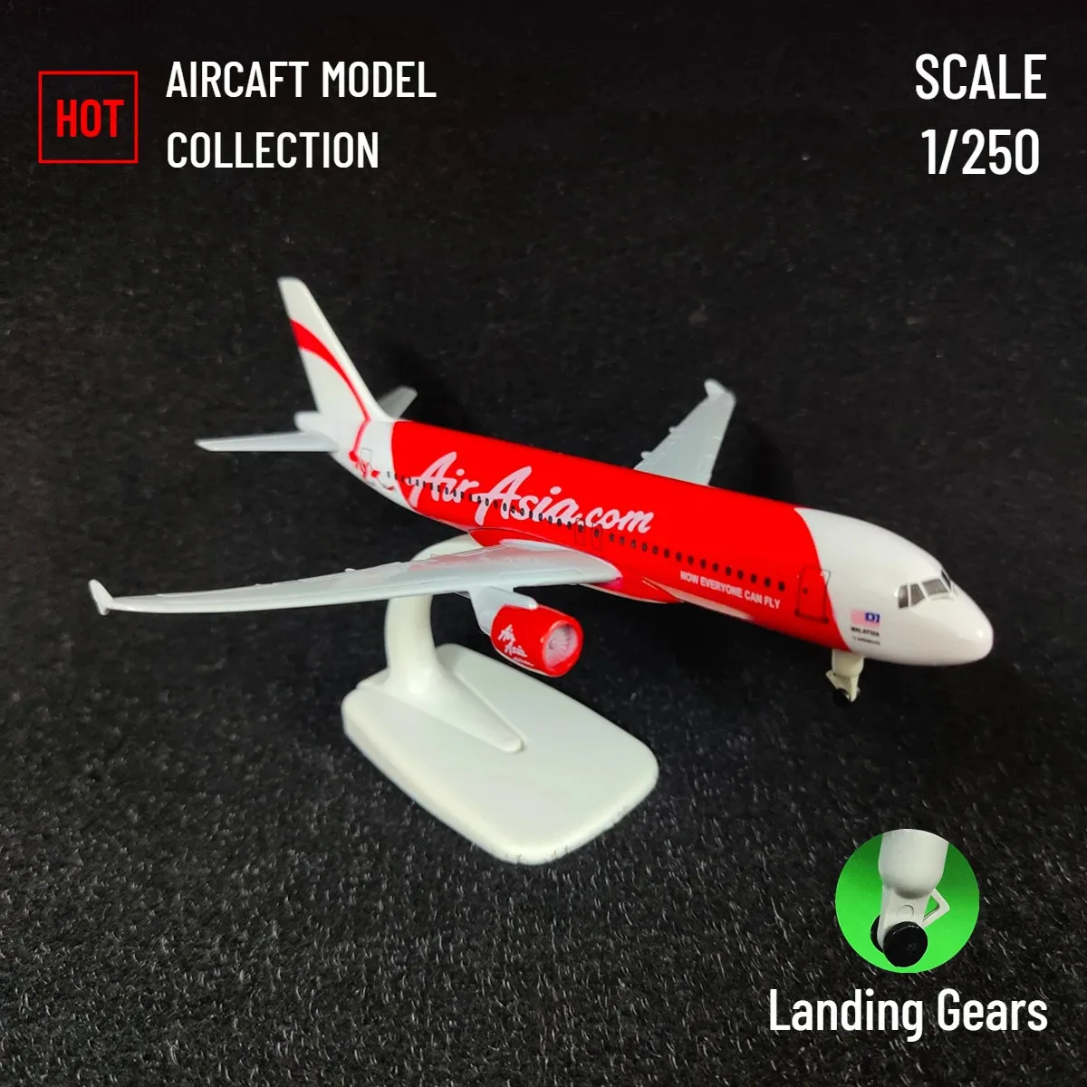 Scale 1/250 Metal Aircraft Model AIR ASIA A320 Airplane Aviation ...