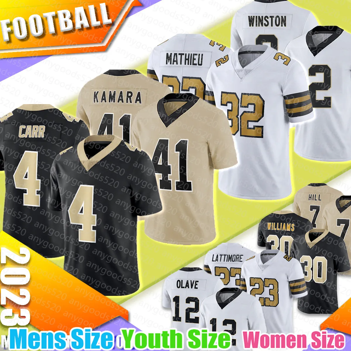4 Derek Carr Camisetas De Fútbol New Orleanses Saintes Jameis Winston ...