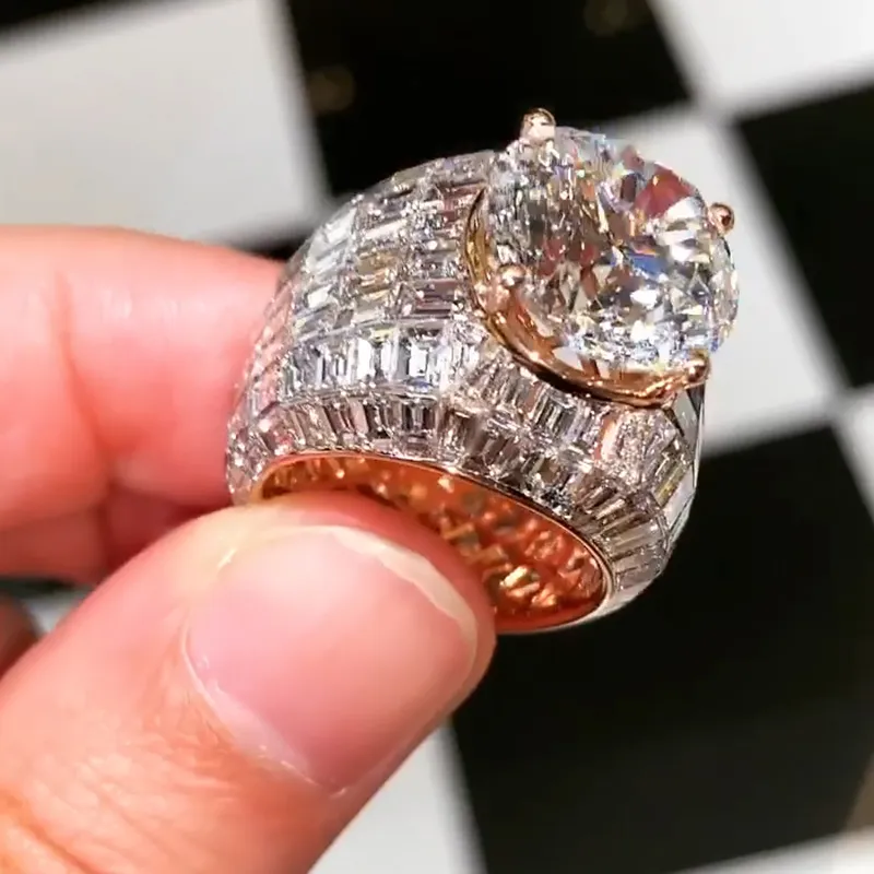 Rings Custom 10k Solid Invisible Setting Mens Luxury Hip Hop Iced Out D ...