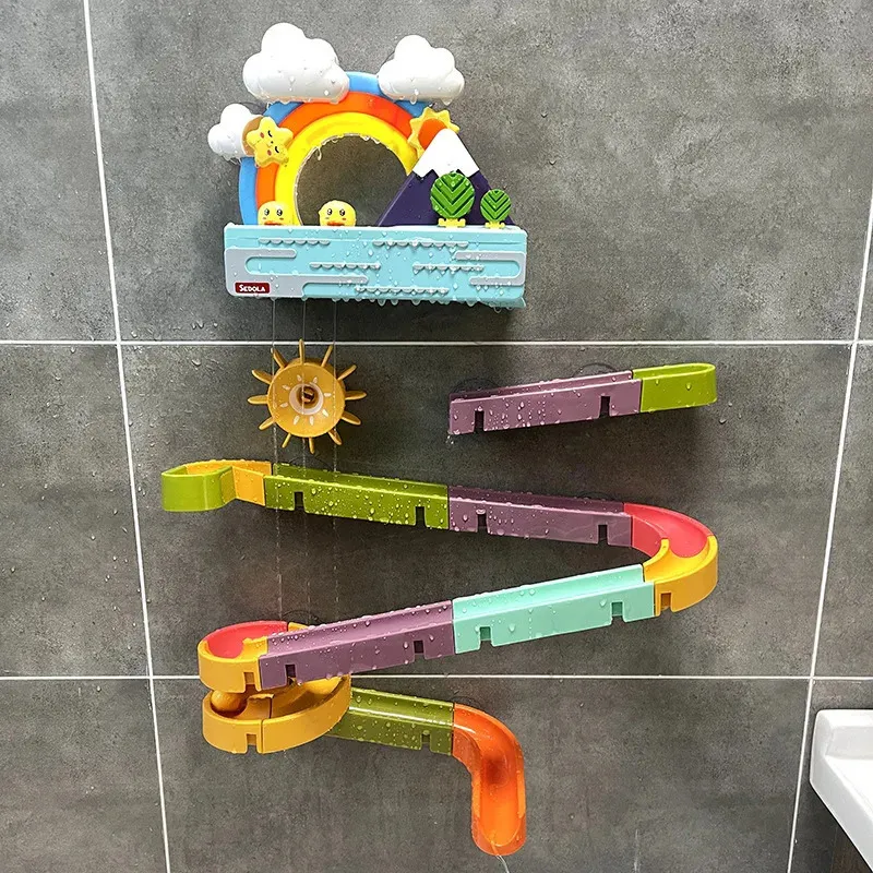 DHgate.com:Rainbow Shower Water Slide Track Bath Toy with Yellow Ducks ...