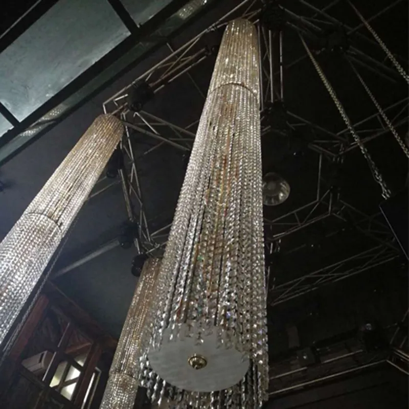 Large Long Crystal Chandelier Light Lampada Led Fixtures Hotel Crystal ...