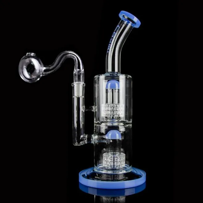 Blue Matrix Glass Bong With Perc And Thick Glasses Perfect For Dabbing ...