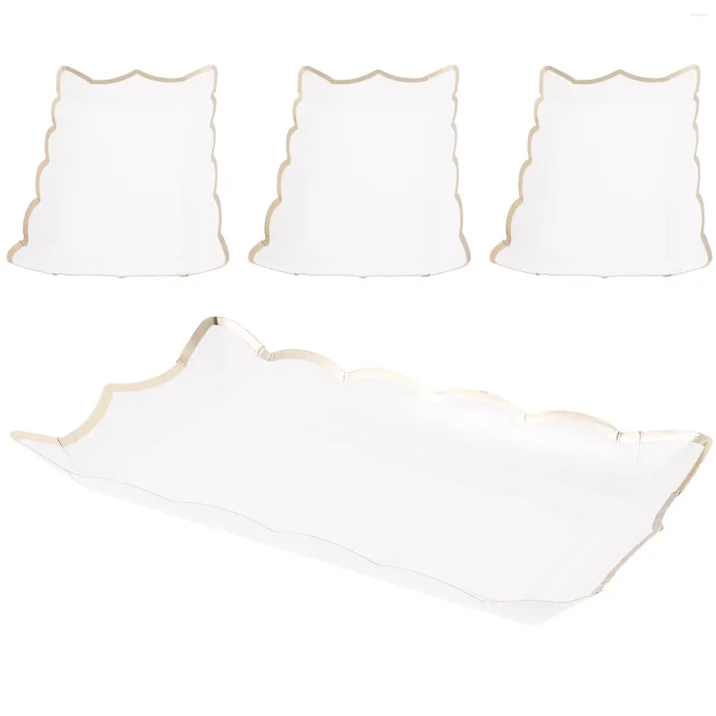 4-Piece Disposable Party Plates Set - Square White Cardboard, Elegant ...