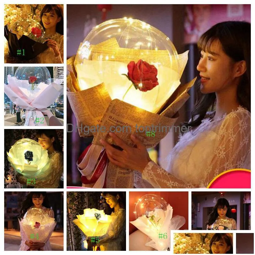 DHgate.com:Romantic 8-Style LED Light-Up Rose Transparent Bobo Balloon ...